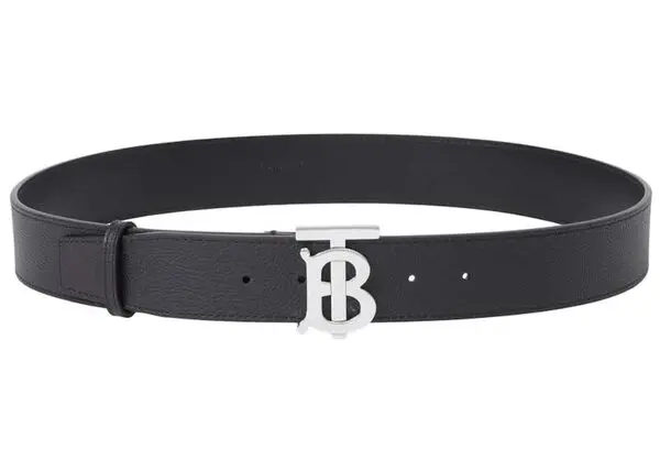 Burberry Tb Buckle Belt Pebbled Calfskin - Black