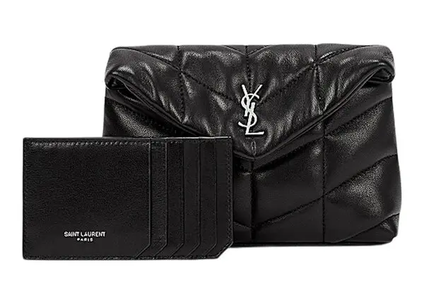 Saint Laurent Puffer Pouch In Quilted Lambskin
