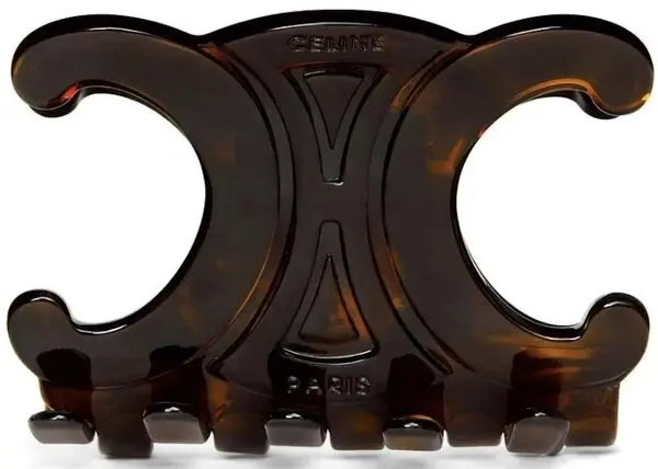 Celine Triomphe Large Hair Claw - Dark Havana