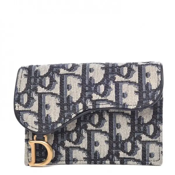Dior Saddle Card Holder Oblique - Blue