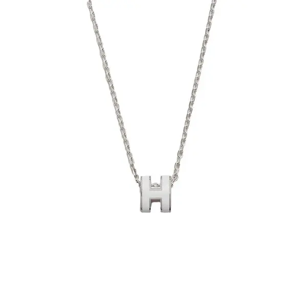 Hermès Mini Pop H Palladiumtone Pendant - Blanc