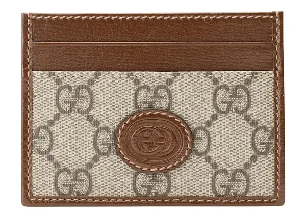 Gucci Card Case With Interlocking G - Beige/ebony