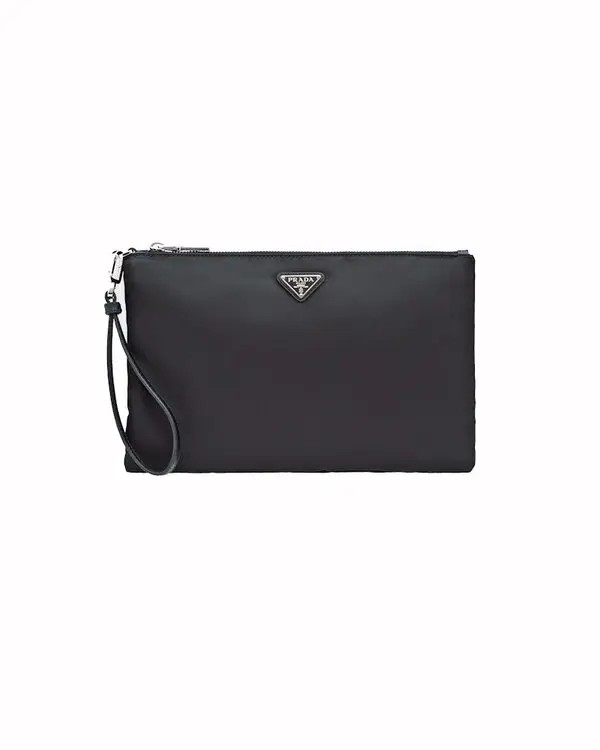Prada Re-nylon And Saffiano Leather Pouch - Black