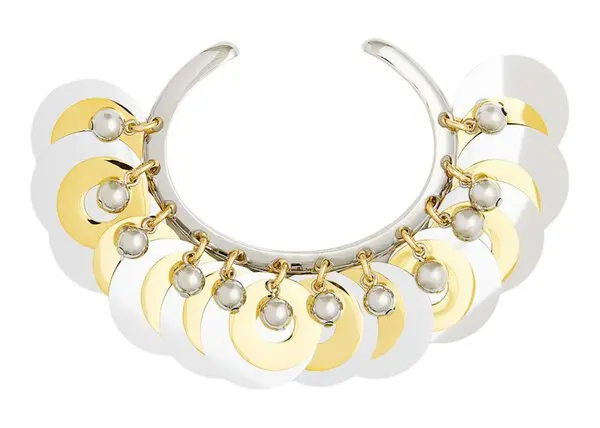 Rabanne Beaded Disc-embellished Bangle - Silver/gold