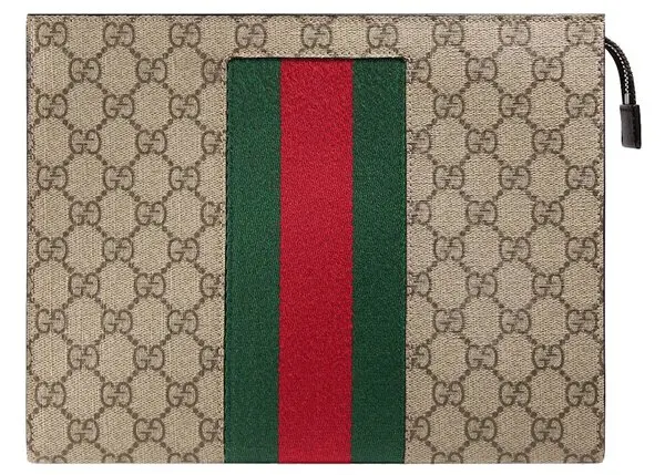 Gucci Gg Supreme Web Pouch - Beige/ebony