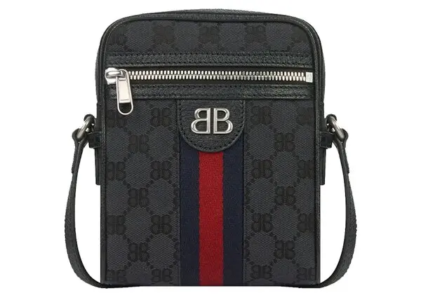 Gucci X Balenciaga The Hacker Project Shoulder Zip Bag - Black