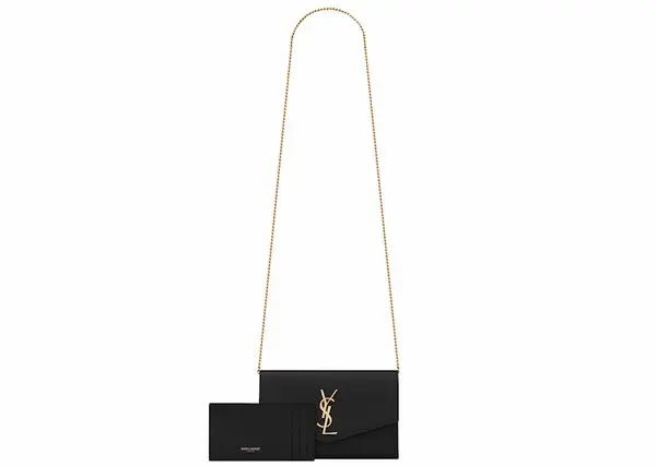 Saint Laurent Uptown Chain Wallet Grain De Poudre - Black