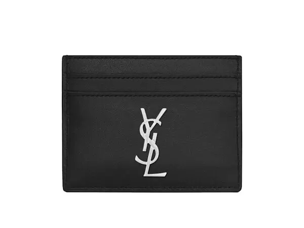 Saint Laurent Cassandre Card Case Silver Logo - Black