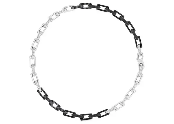 LOUIS VUITTON Damier Chain Necklace Graphite - Silver/black