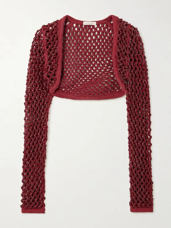DIOTIMA Gala Cropped Embellished Crocheted Cardigan