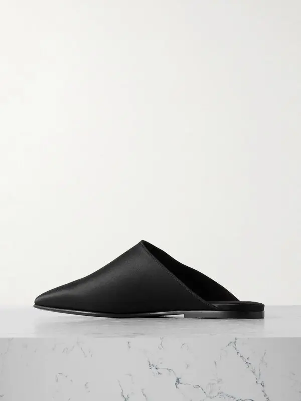 Loro Piana Alba Satin Slippers - Black