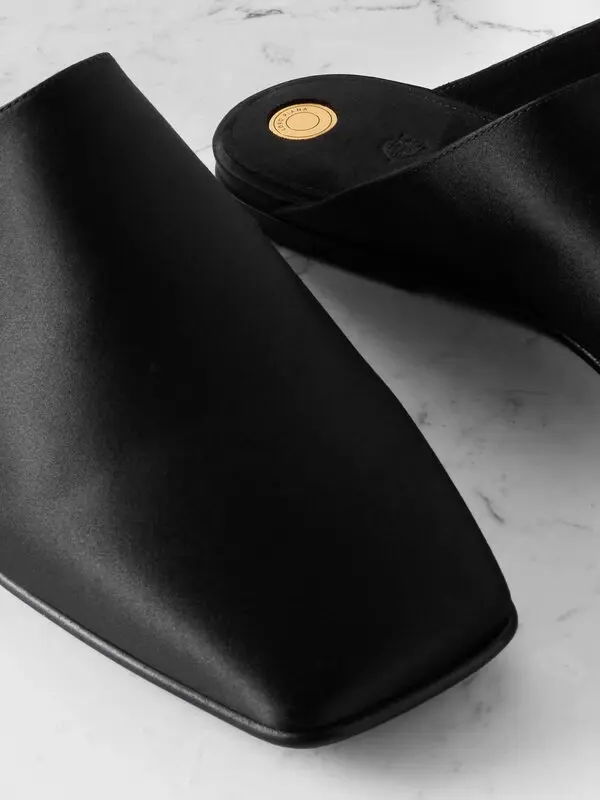 Loro Piana Alba Satin Slippers - Black