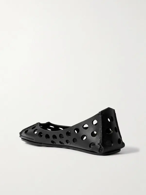 Alaïa Perforated Leather Ballet Flats - Black