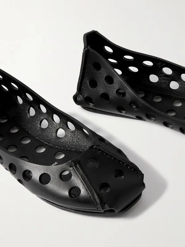 Alaïa Perforated Leather Ballet Flats - Black