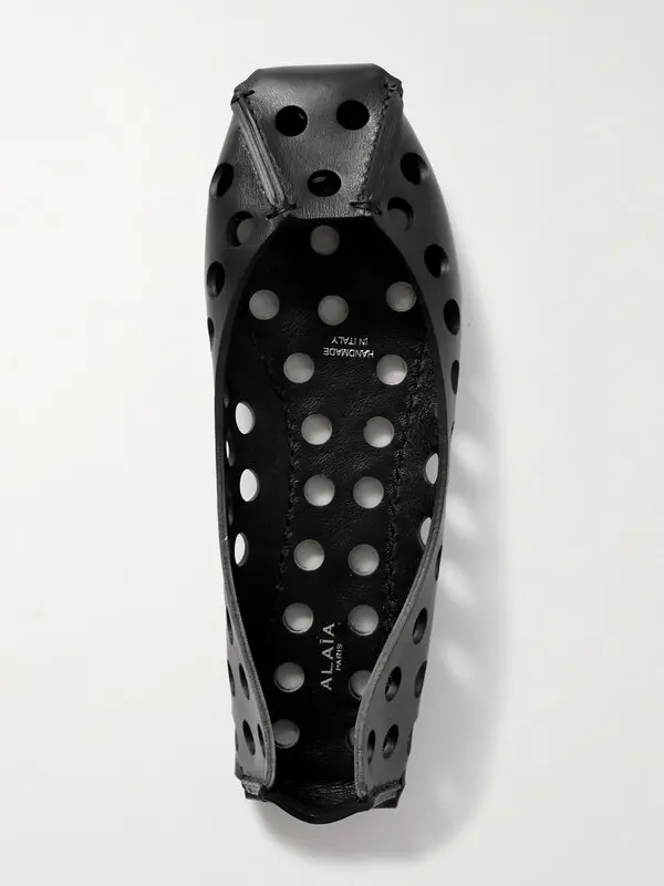 Alaïa Perforated Leather Ballet Flats - Black