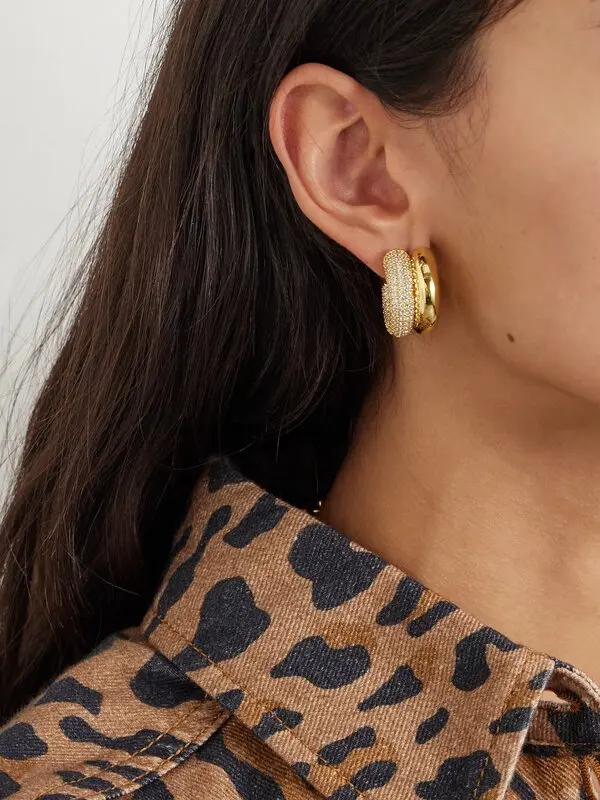 MARTHA CALVO Double -plated Crystal Hoop Earrings