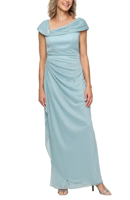 Alex Evenings Embellished L-neck Gown - Ice Sage