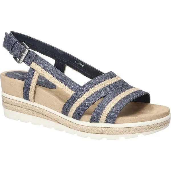 EASY WORKS BY EASY STREET Mel Espadrille Slingback Platform Wedge Sandal - Jeans