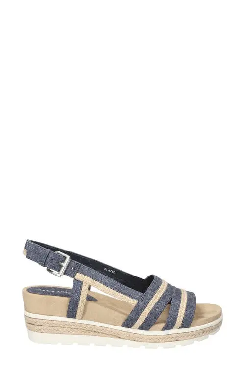 EASY WORKS BY EASY STREET Mel Espadrille Slingback Platform Wedge Sandal - Jeans