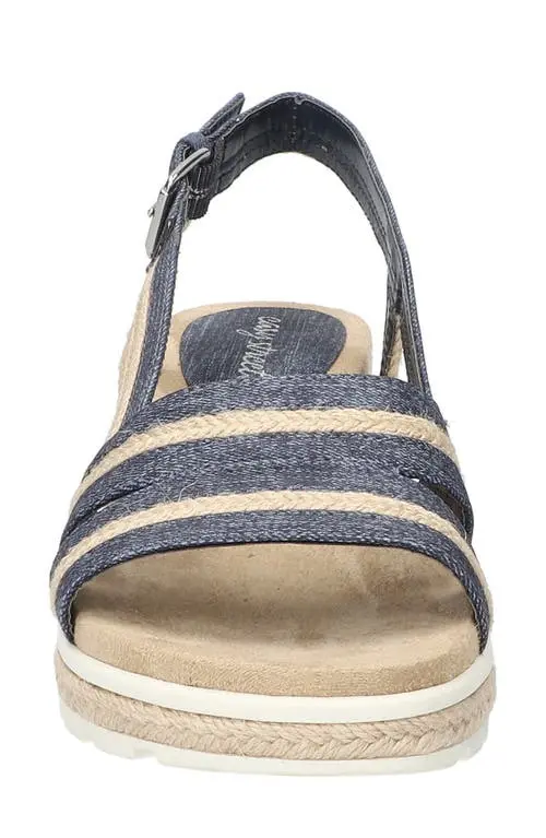 EASY WORKS BY EASY STREET Mel Espadrille Slingback Platform Wedge Sandal - Jeans