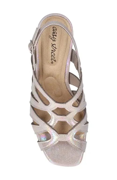 EASY WORKS BY EASY STREET Jetty Slingback Sandals - Natural Iridescent