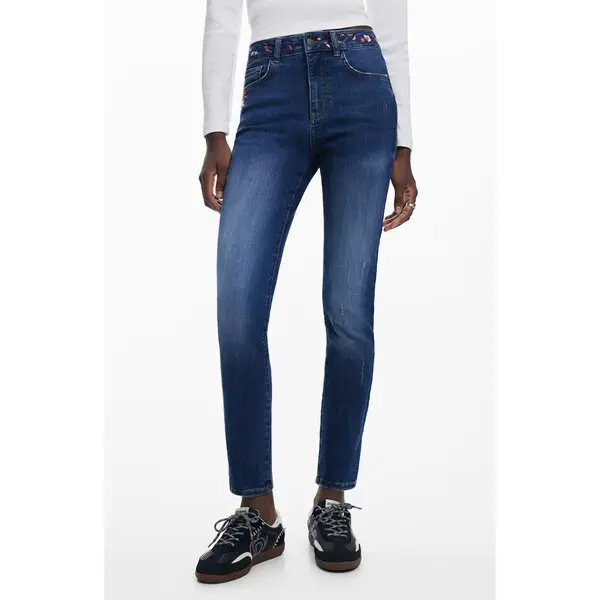Desigual Slim Fit Embroidered Jeans