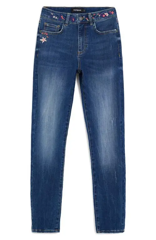 Desigual Slim Fit Embroidered Jeans