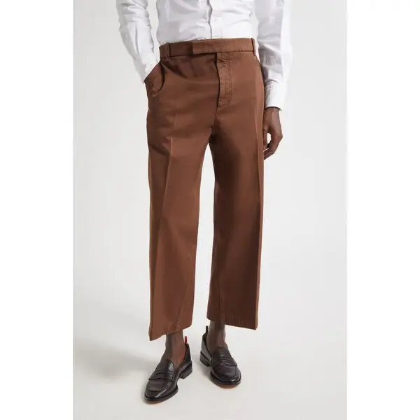 Thom Browne Cotton Twill Cropped Chinos - Brown