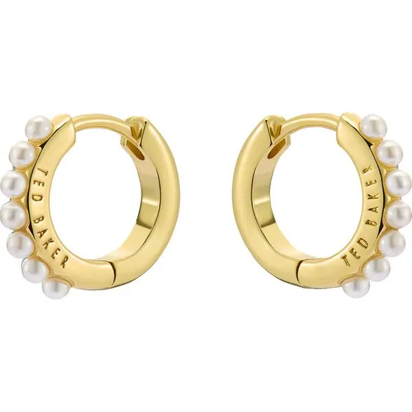 Ted Baker London Persia Faux Pearl Huggie Earrings - Gold Tone Pearl