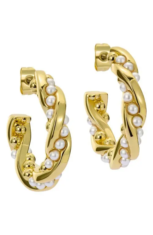 Ted Baker London Tiaaa Faux Pearl Hoop Earrings - Gold Tone Pearl