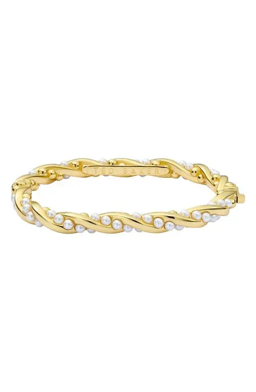 Ted Baker London Tilaa Twisted Faux Pearl Cuff Bracelet - Gold Tone Pearl
