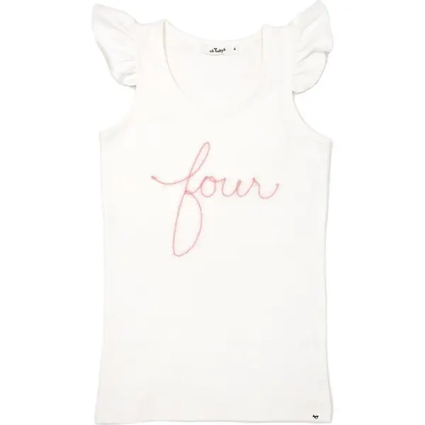 OH BABY! Four" Embroidered Tank - Cream