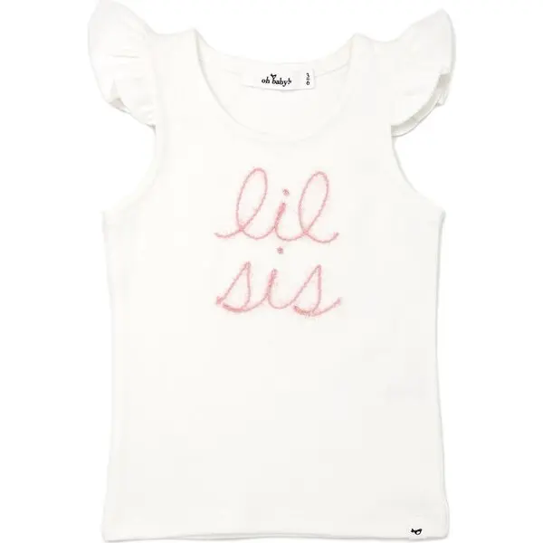 OH BABY! Lil Sis Embroidered Tank - Cream
