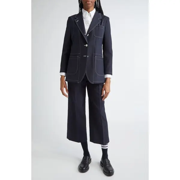 Thom Browne Topstitched Longline Blazer