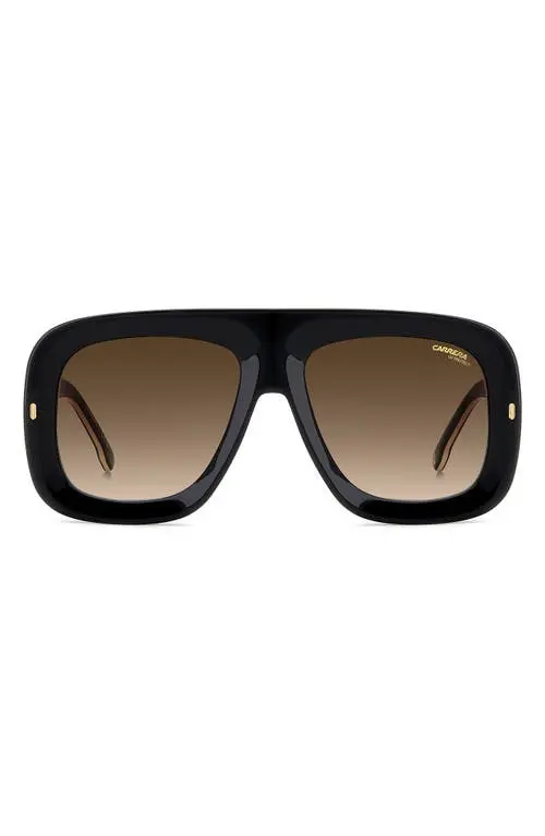 Carrera Eyewear Flaglab 18 57mm Gradient Square Shield Sunglasses - Black Gold/ Brown Sf