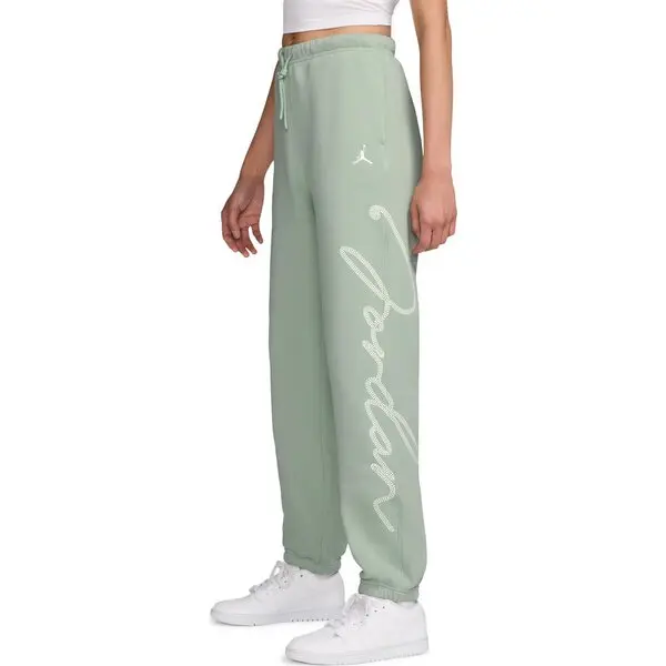 JORDAN Brooklyn Fleece Rhinestone Logo Sweatpants - Seafoam/ Sail
