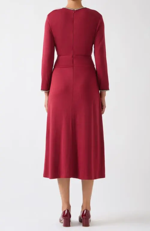 Lk Bennett Yvonne Long Sleeve Ponte Midi Dress In Red 40% Off