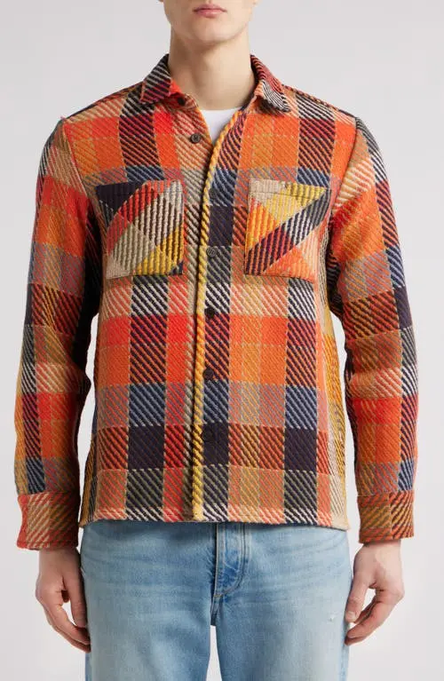 WAX LONDON Whiting Plaid Cotton Blend Overshirt - Orange Multi