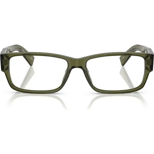 Prada 57mm Rectangle Eyeglasses - Transparent Green