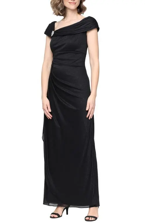 Alex Evenings Embellished L-neck Gown - Black