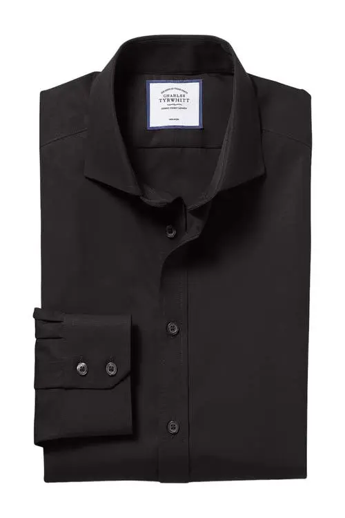 CHARLES TYRWHITT Non-iron Poplin Cutaway Slim Fit Shirt Double Cuff