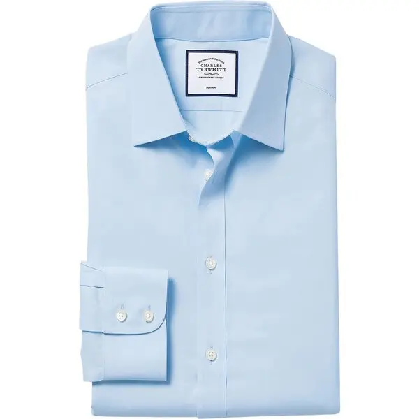 CHARLES TYRWHITT Non-iron Poplin Shirt - Sky Blue