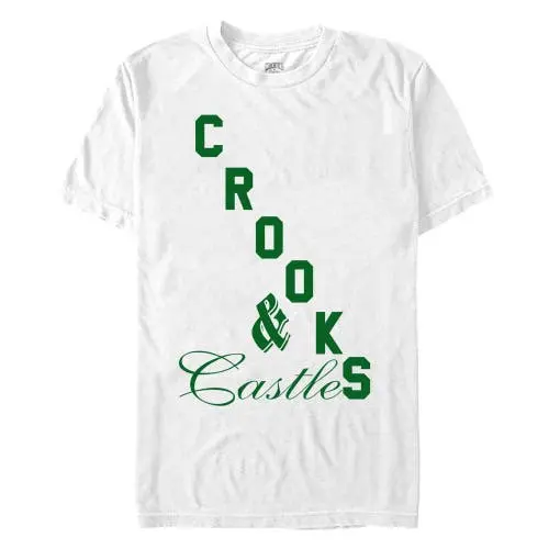 CROOKS & CASTLES Green Big Bold Logo Graphic T-shirt - White