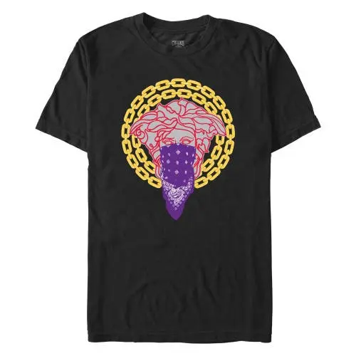 CROOKS & CASTLES Medusa Gold Chains Graphic T-shirt - Black