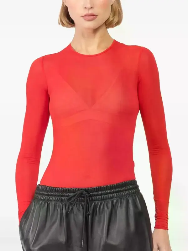 Wardrobe.NYC Sheer Bodysuit - Red