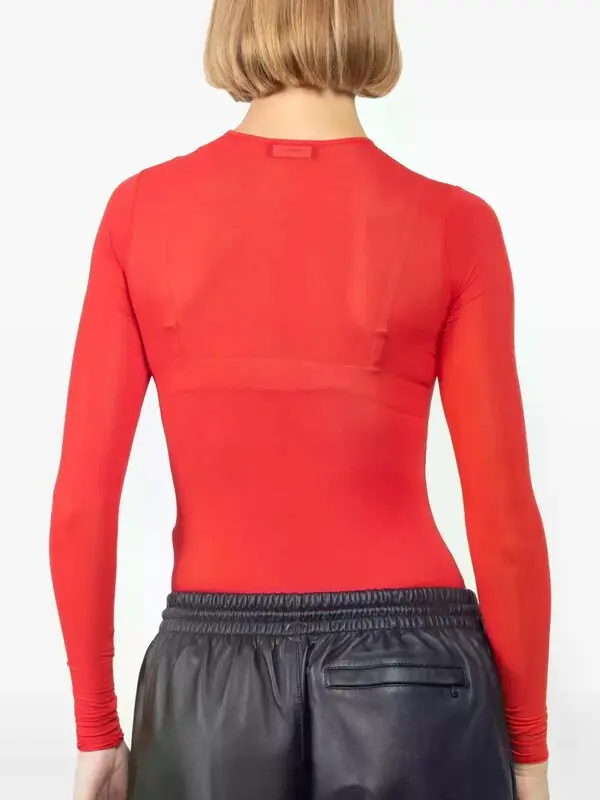 Wardrobe.NYC Sheer Bodysuit - Red