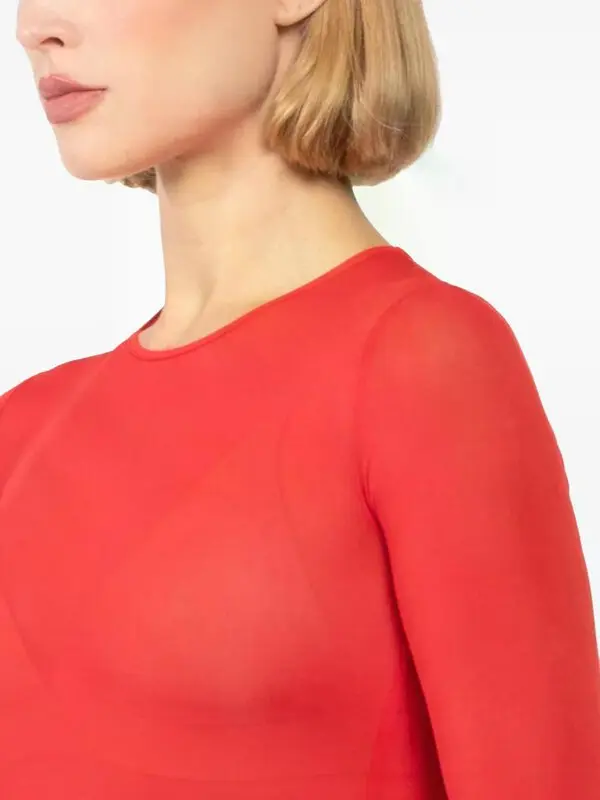 Wardrobe.NYC Sheer Bodysuit - Red
