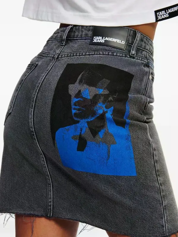 Karl Lagerfeld Printed Denim Skirt