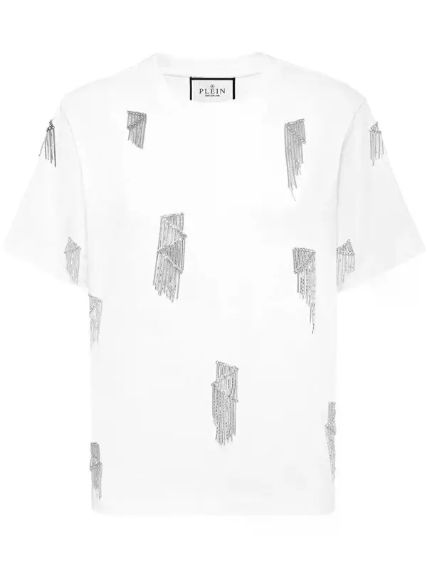 Philipp Plein Fringed T-shirt - White