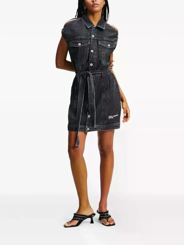 Karl Lagerfeld Belted Denim Shirt Dress